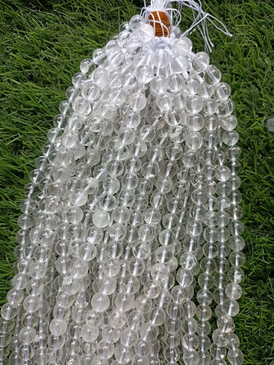 Clear Quartz Crystal Round Beads String | Clear Quartz Crystal Original ...